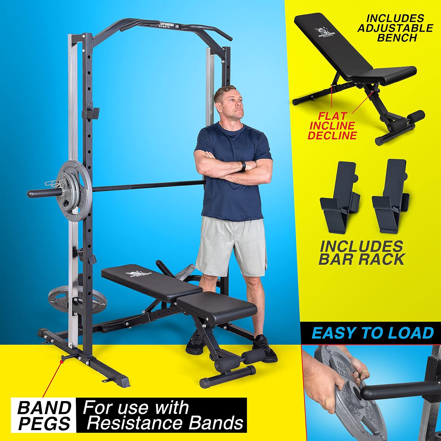 Compact Smith Machine with Adjustable Bench - Bench Press Machines